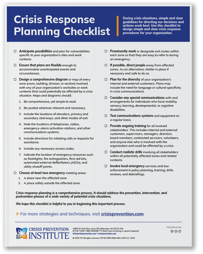 Crisis response planning checklist outlining essential steps for ...